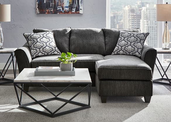 Dark gray sofa with chaise store